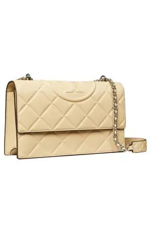 Tory Burch Fleming Convertible Leather Shoulder Bag - Vanilla Soft Serve