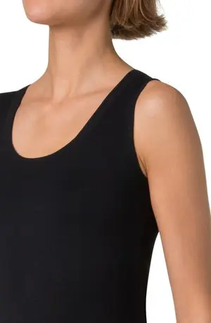 Akris Scoop Neck Silk Rib Tank - Black