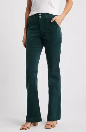 Wit & Wisdom Madison 'ab'solution High Waist Bootcut Corduroy Pants - Dusty Spruce