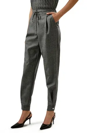 Lilysilk Glen Check Worsted Wool Trousers - Mixed Gray