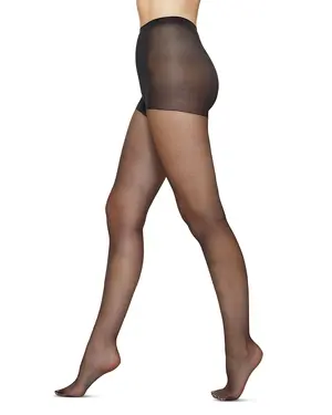 Hue So Silky Sheer Gloss Control Top Tights - Black