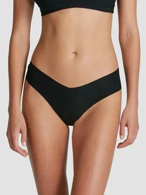 Commando Invisible Rib Seamless Thong Black