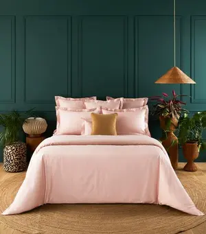 YVES DELORME Triomphe Celeste Double Fitted Sheet Pink