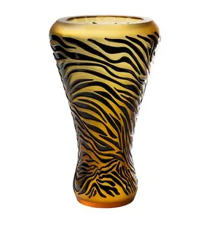Lalique Crystal Tiger Vase - Yellow