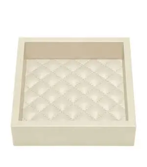 RIVIERE Leather Small Quilted Tray - Ivory