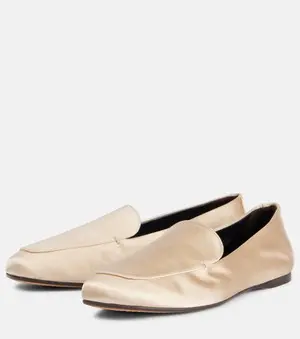 Khaite Monroe Satin Loafers - Beige