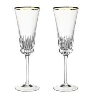 VILLEROY & BOCH Set Of 2 Grand Royal Gold Champagne Flutes - Clear