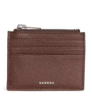 Sandro Reconstituted Leather Card Holder Brown