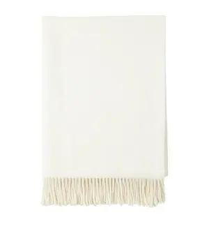 Harrods Cashmere Fringed Throw - White