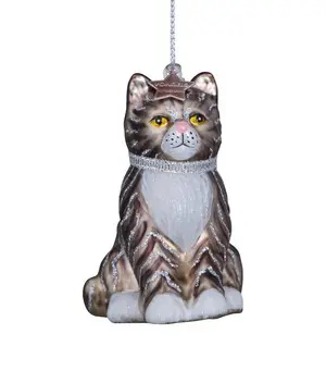 Harrods Glass Cat Tree Decoration - Green