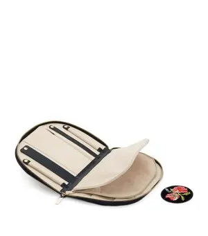 Wolf Embroidered Zoe Zip-up Jewellery Case - Navy