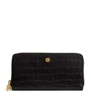 Harrods Croc-embossed Leather Long Wallet - Black