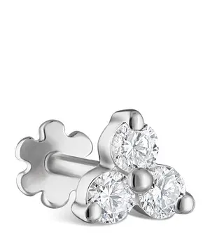 MARIA TASH Gold Diamond Trinity Threaded Stud Earring - White