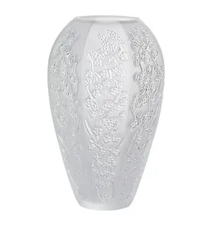 Lalique Large Crystal Sakura Vase - Clear