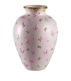VILLARI Porcelain Medium Butterfly Vase - Pink