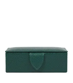 Smythson Panama Leather Cufflink Box Green