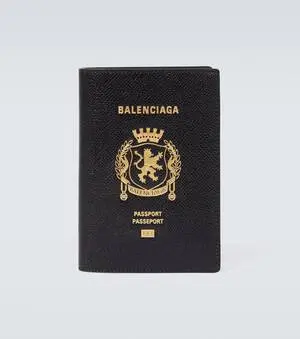 Balenciaga Logo Passport Holder - Black