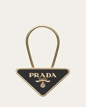 Prada Triangle Metal Keychain - Oro Nero
