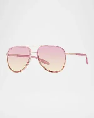 Barton Perreira Cani Titanium Aviator Sunglasses - Pink