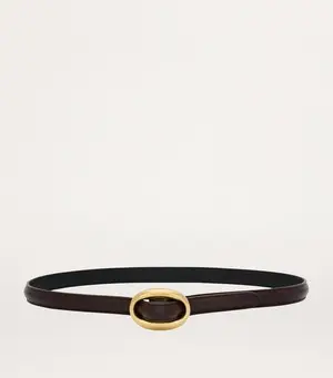 Saint Laurent Leather Oval Buckle Belt