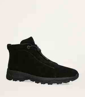 Zegna Suede Triple Stitch Vetta Sneakers - Black