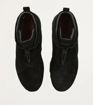 Zegna Suede Triple Stitch Vetta Sneakers - Black