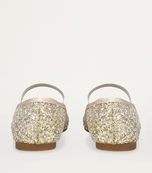 PAPOUELLI Leather Glitter Ballet Flats - Silver