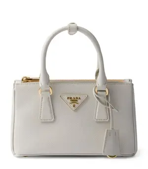 Prada Mini Saffiano Leather Galleria Top-Handle Bag Neutral