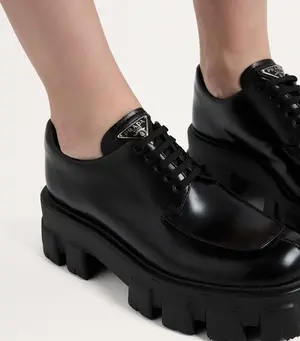 Prada Monolith Lace-up Loafers