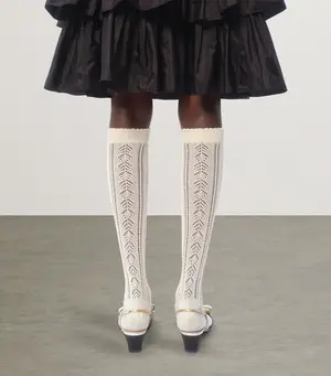 Valentino Garavani Pointelle-knit Knee High Socks - Nude