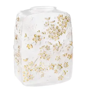 Lalique Gold-stamped Cherry Blossom Vase - Clear