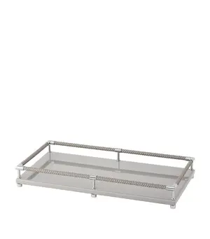 RIVIERE Leather-trim Lacquered Tray - Grey