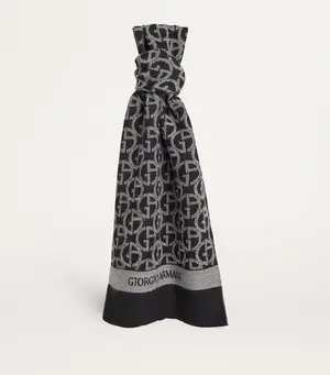 Giorgio Armani Wool Monogram Jacquard Scarf