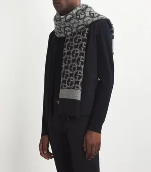 Giorgio Armani Wool Monogram Jacquard Scarf