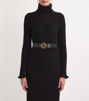Maje Leather Clover Buckle Belt