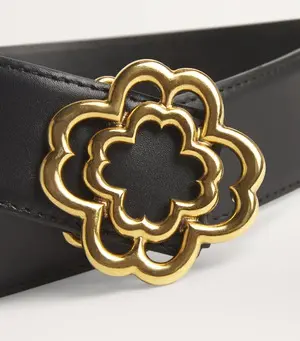 Maje Leather Clover Buckle Belt