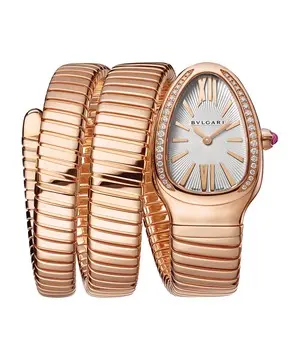 BVLGARI Serpenti Tubogas 18kt Rose And Diamond Watch - White