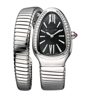 BVLGARI Stainless Steel And Diamond Serpenti Tubogas Watch - Black