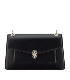 BVLGARI Leather Serpenti Forever Shoulder Bag - Black