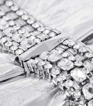 JIMMY CHOO Leather Zandra Clutch - Silver