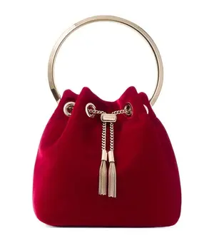 JIMMY CHOO Bon Bon Velvet Bucket Bag