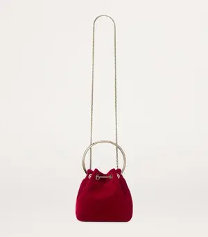 JIMMY CHOO Bon Bon Velvet Bucket Bag