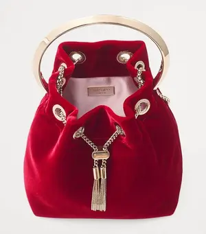 JIMMY CHOO Bon Bon Velvet Bucket Bag