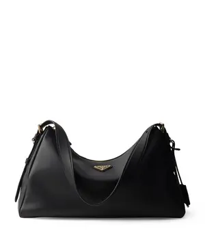 Prada Large Calf Leather Aimée Shoulder Bag - Black