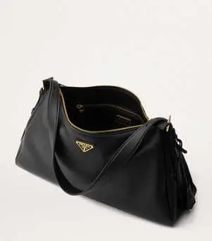 Prada Large Calf Leather Aimée Shoulder Bag - Black