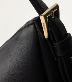 Prada Large Calf Leather Aimée Shoulder Bag - Black
