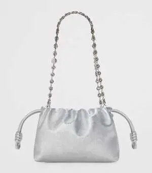 Loewe Mini Leather Flamenco Clutch - Silver