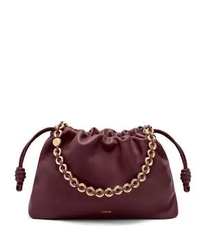 Loewe Large Leather Flamenco Purse - Burgundy