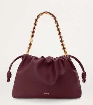 Loewe Large Leather Flamenco Purse - Burgundy