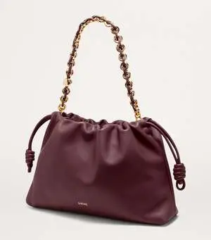 Loewe Large Leather Flamenco Purse - Burgundy